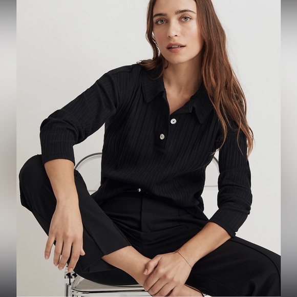 Madewell | Tops | Madewell Variegated Rib Boxy Polo Shirt | Poshmark
